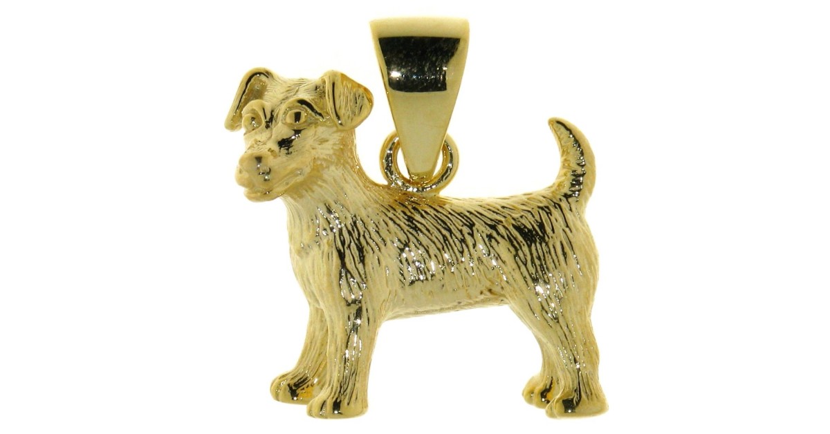 Jack-Russel Schmuck-Anhänger schwer massiv 585/- Gelbgold online kaufen
